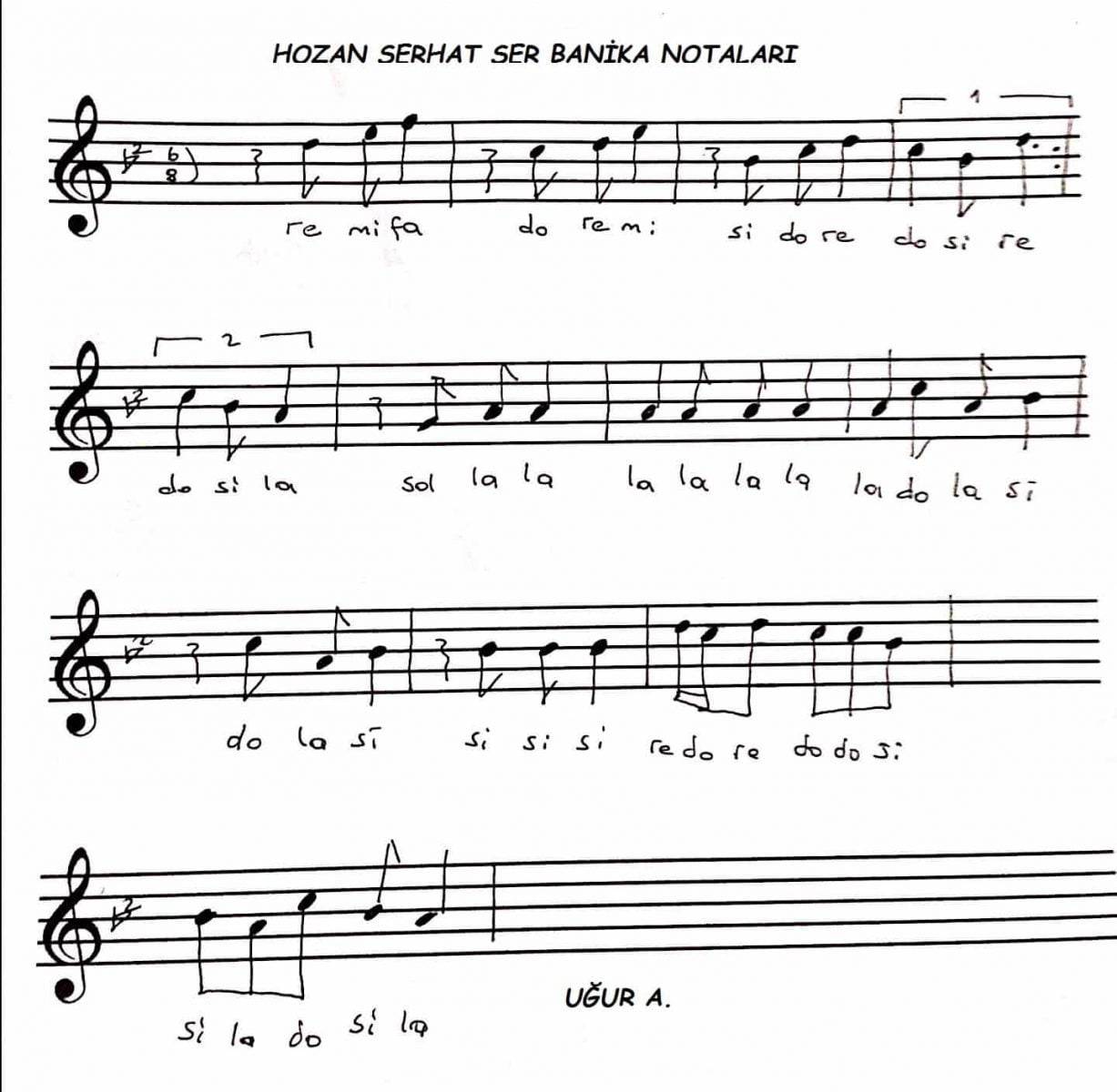 Hozan Serhat – Ser Banika Bağlama Notası - Nota Nehri