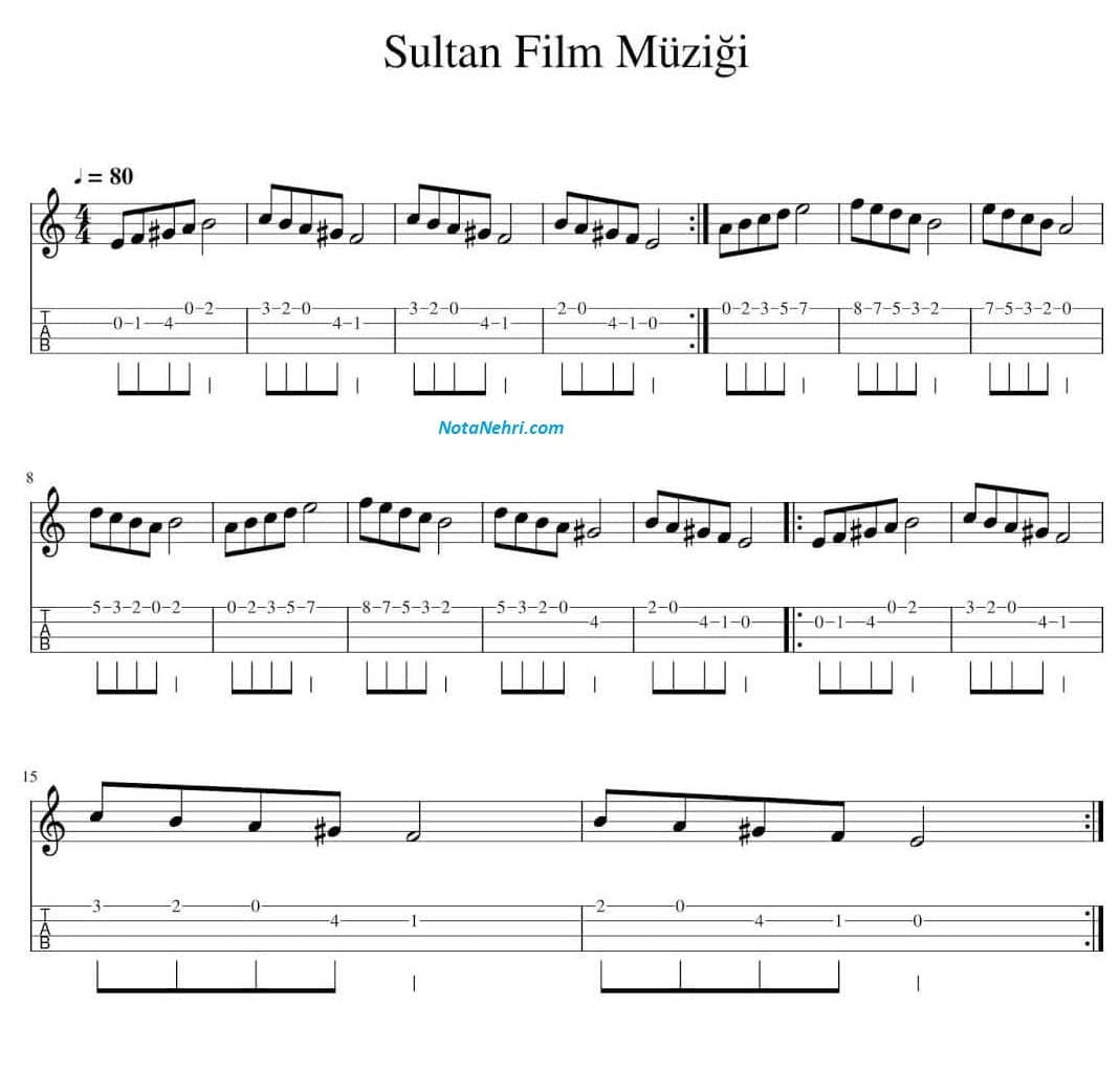 sultan-film-muzigi-ukulele-nota-tab | Bağlama Notaları, Do re mi ...