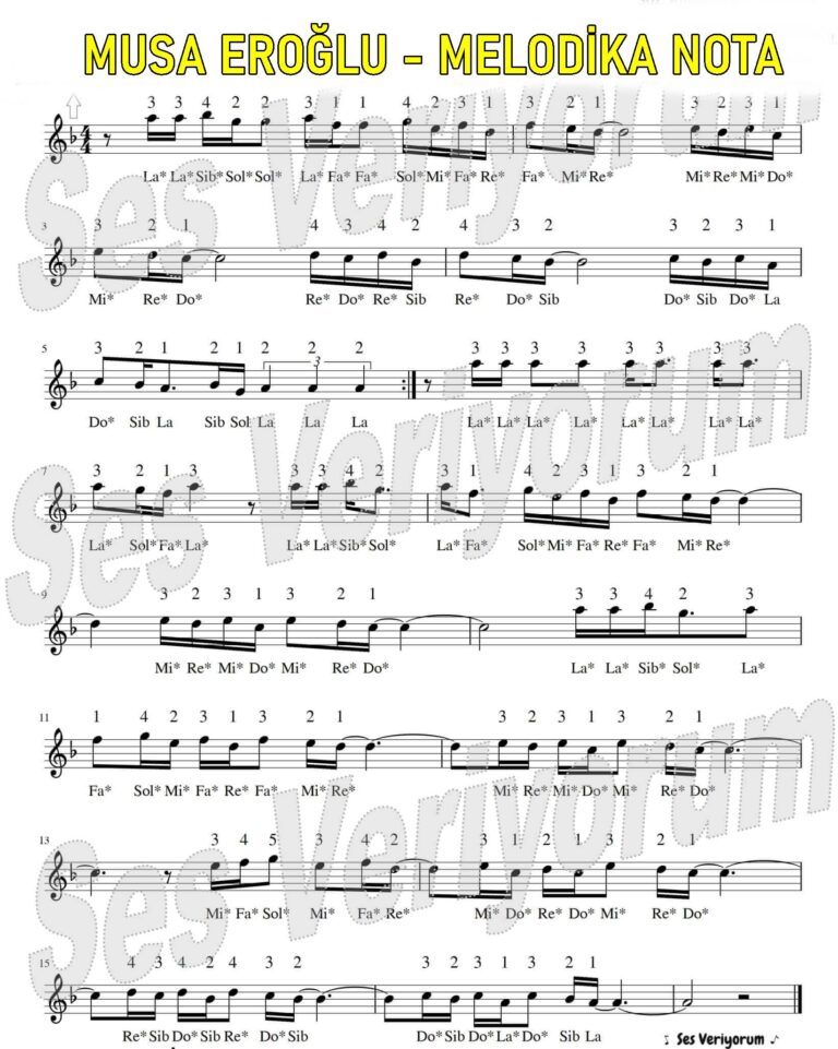 Musa Eroğlu – Mihriban Melodika Nota - Nota Nehri