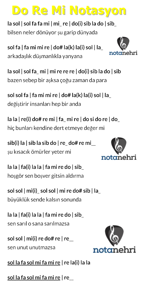 Ajda-Pekkan-Hosgor-Sen-do-re-mi-notasyon | Bağlama Notaları, Do re mi ...
