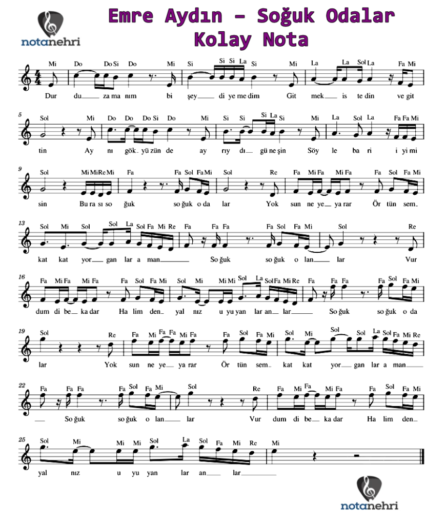 flüt notaları - Nota Nehri