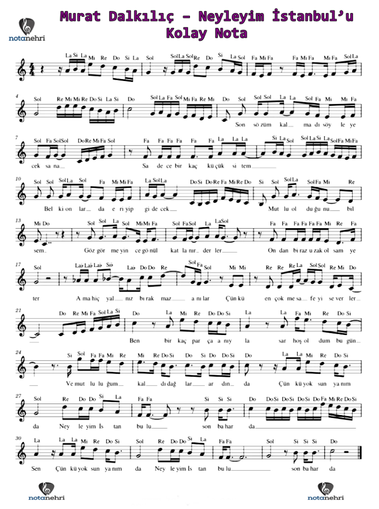 flüt notaları - Nota Nehri