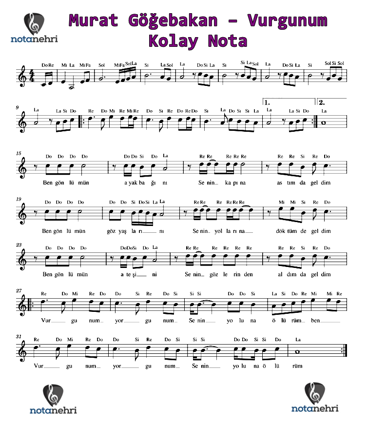 flüt notaları - Nota Nehri